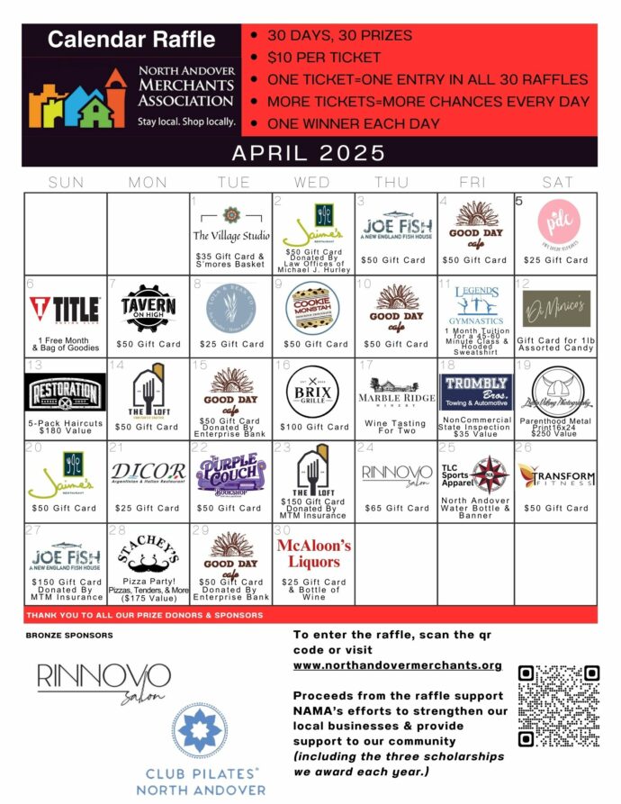 Calendar Raffle - North Andover Merchants Association